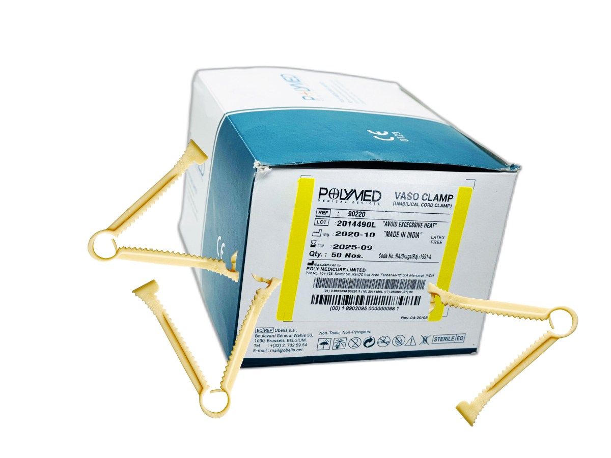 Polymed VASO CLAMP Umbilical Cord Clamp Box of 50 – Medispot Medical